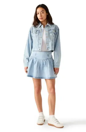 Steve Madden Rhinestone Fringe Denim Jacket