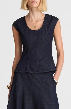 Madewell Seamed Scoop-neck Denim Top