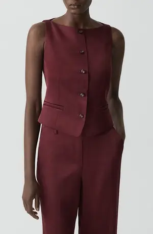 Theory Boat Neck Satin Vest - Dark Wine
