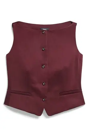 Theory Boat Neck Satin Vest - Dark Wine
