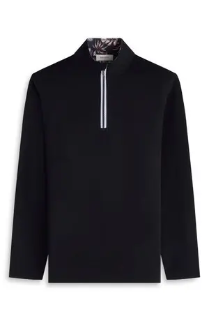 Bugatchi Solid Quarter Zip Pullover - Black