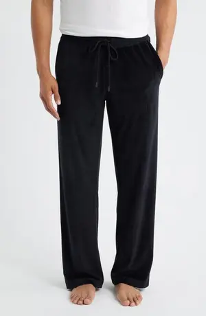 Daniel Buchler Velour Jacquard Pajama Pants - Black