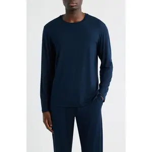 Daniel Buchler Long Sleeve Modal & Silk Pajama Top - Midnight