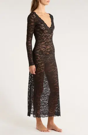 Natori Peony Lace Long Sleeve Gown