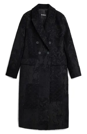 Desigual Embroidered Double Breasted Coat