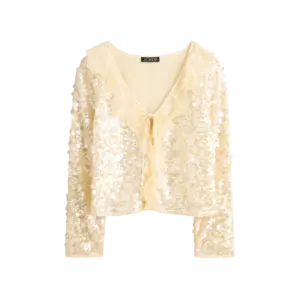 J. Crew Sequin Ruffle-trimmed Tie-front Blouse