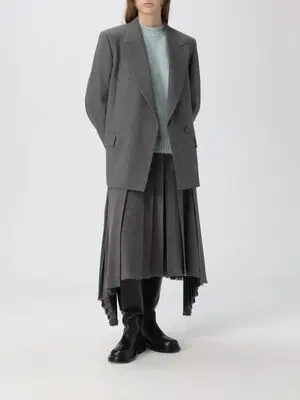 JIL SANDER Pleated Skirt With Raw Edge Hem - Grey