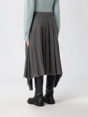 JIL SANDER Pleated Skirt With Raw Edge Hem - Grey