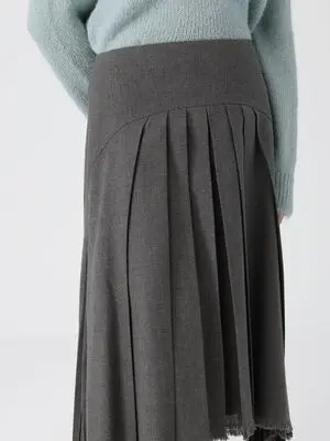 JIL SANDER Pleated Skirt With Raw Edge Hem - Grey
