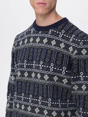 Barbour Geometric Print Crew Neck Sweater - Blue