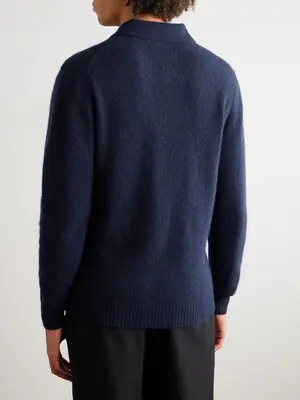 Thom Sweeney Brushed Cashmere-blend Polo Shirt