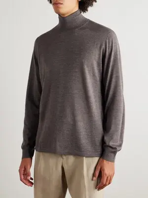 Thom Sweeney Cashmere And Silk-blend Rollneck Sweater - Brown