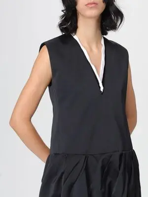 JIL SANDER Sleeveless V-neck Gathered Dress