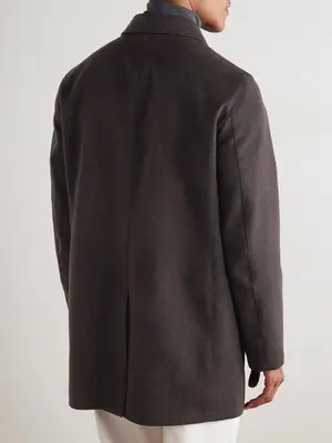Rubinacci Suede-trimmed Brushed Cashmere Coat