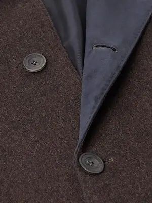 Rubinacci Suede-trimmed Brushed Cashmere Coat