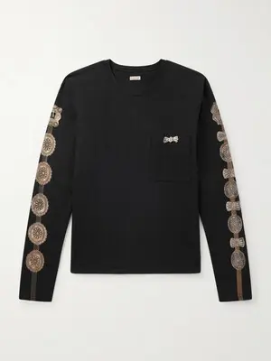 Kapital Dense Appliquéd Printed Cotton-jersey T-shirt