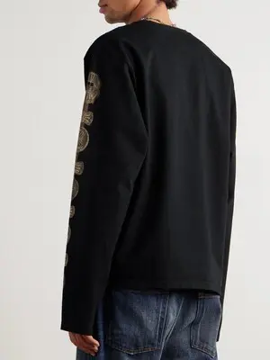 Kapital Dense Appliquéd Printed Cotton-jersey T-shirt