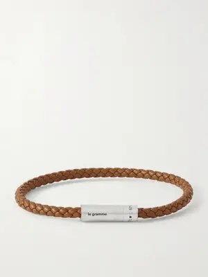 Le Gramme 7g Sterling Silver And Woven Leather Bracelet - Brown
