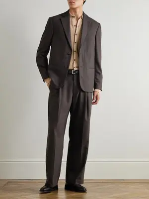 Nn07 Kay Straight-leg Pleated Woven Trousers - Brown