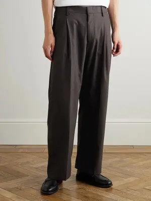 Nn07 Kay Straight-leg Pleated Woven Trousers - Brown