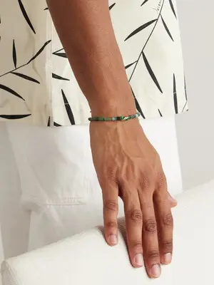 Luis Morais 14-karat Gold, Enamel And Agate Beaded Bracelet - Green