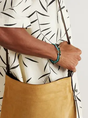 Luis Morais 14-karat Gold, Enamel And Agate Beaded Bracelet - Green