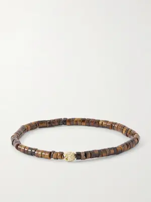 Luis Morais 14-karat Gold, Diamond And Tiger's Eye Bracelet - Brown