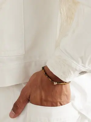 Luis Morais 14-karat Gold, Diamond And Tiger's Eye Bracelet