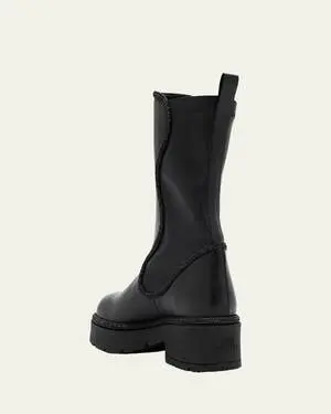 Rene Caovilla 50mm Strass Leather Combat Boots
