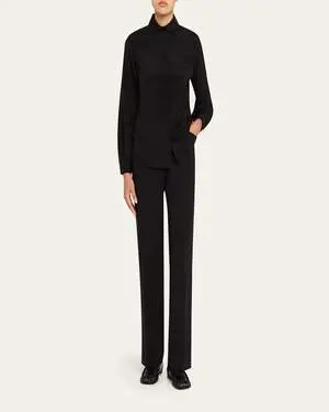Lafayette 148 New York Reade Straight Leg Wool-blend Pants