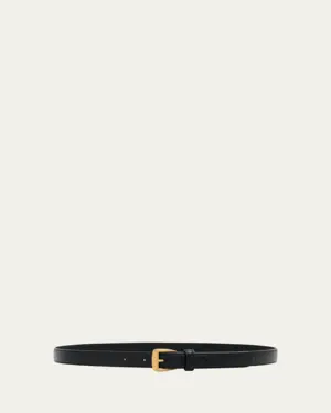 Saint Laurent Thin Leather Belt - 1000 Black