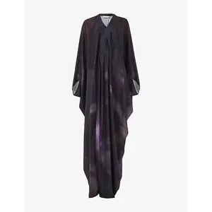 LEEM Graphic-printed Panelled Woven Kaftan - Purple