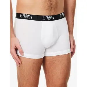 Emporio Armani Branded-waistband Pack Of Three Cotton-jersey Boxer Briefs - White/white/white