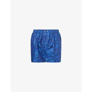 Derek Rose Paris Patterned Cotton Boxer Shorts - Navy