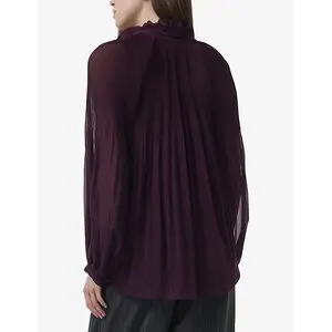 LEEM Pleated Sheer Woven Blouse