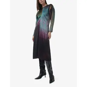 LEEM Printed Batwing-sleeve Woven Maxi Dress