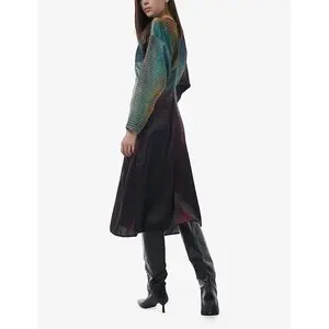 LEEM Printed Batwing-sleeve Woven Maxi Dress
