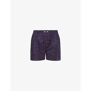 Derek Rose Nelson Patterned Cotton Boxer Shorts - Navy