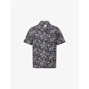 Paul Smith Floral-embroidered Short-sleeve Cotton-blend Shirt