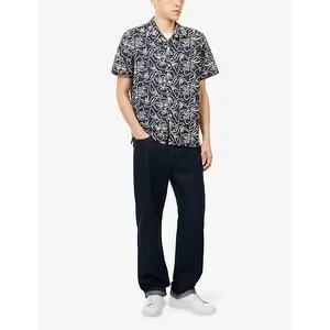 Paul Smith Floral-embroidered Short-sleeve Cotton-blend Shirt
