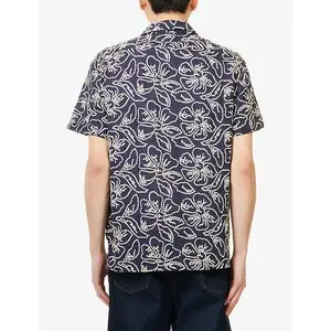 Paul Smith Floral-embroidered Short-sleeve Cotton-blend Shirt