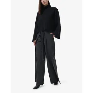 LEEM Draped Wide-leg Woven Trousers