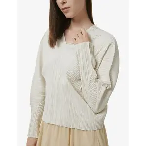 LEEM Long-sleeve Plissé Top
