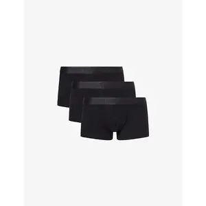 Sunspel Branded-waistband 3-pack Stretch-cotton Trunks - Black