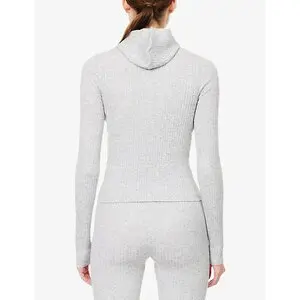 ADANOLA Hooded Ribbed Knitted Top
