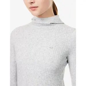 ADANOLA Hooded Ribbed Knitted Top