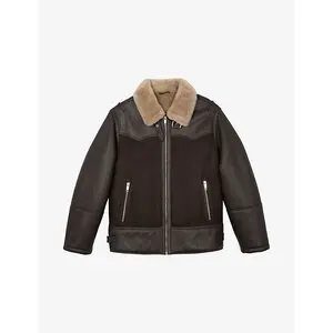 The Kooples Leather And Suede Jacket With Faux-fur Collar
