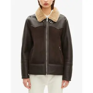 The Kooples Leather And Suede Jacket With Faux-fur Collar