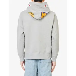 A BATHING APE Shark Relaxed-fit Cotton-jersey Hoody - Grey