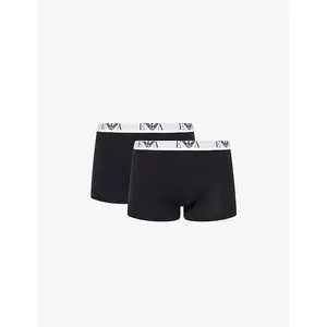 Emporio Armani Branded-waistband Pack Of Three Cotton-jersey Boxer Briefs - Black/black/black